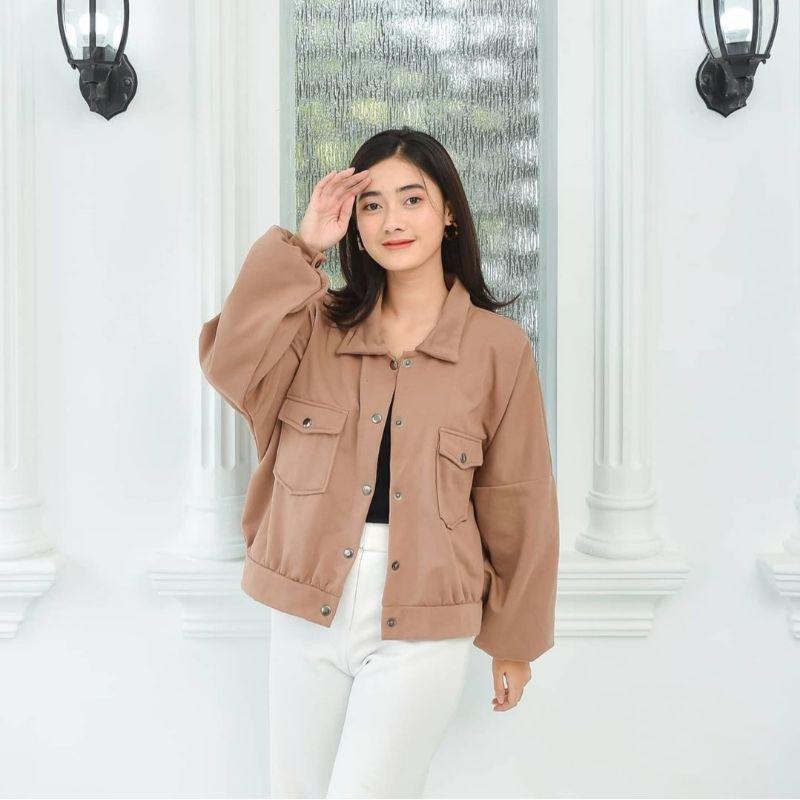 Jual Jaket Olin Button Wanita Kekinian Terbaru Bahan Pleece | Shopee ...