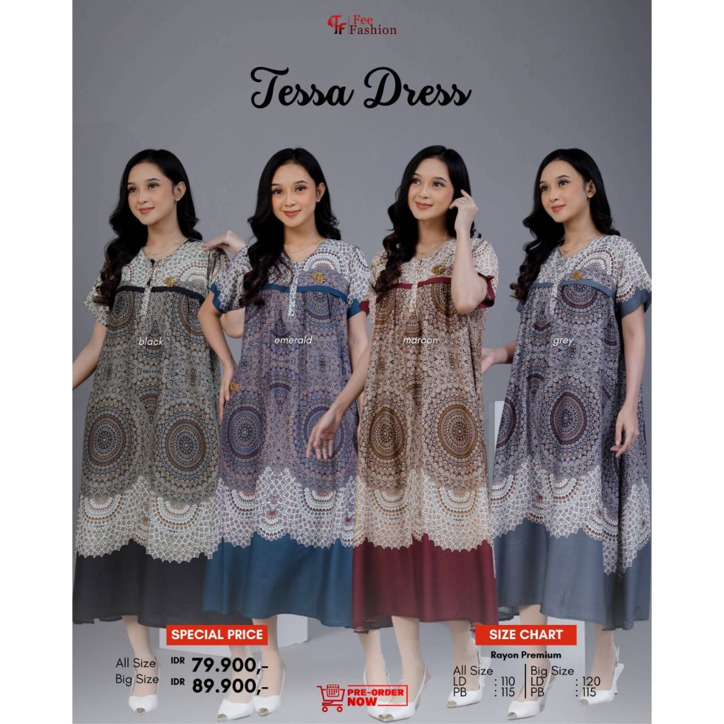 Jual Fee Fashion Tessa Dress Daster Rayon Premium | Shopee Indonesia