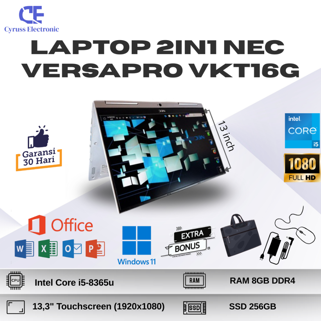 Jual Laptop Nec 2in1 Versapro VKT16G Intel Core i5 Gen 8 RAM 8GB SSD ...