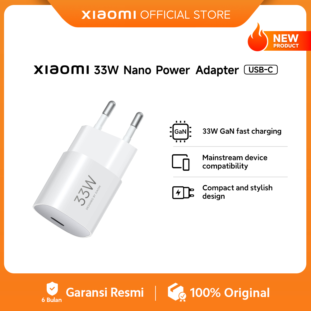 Jual Xiaomi 33W Nano Power Adapter (USB-C) | 33W GaN fast charging ...