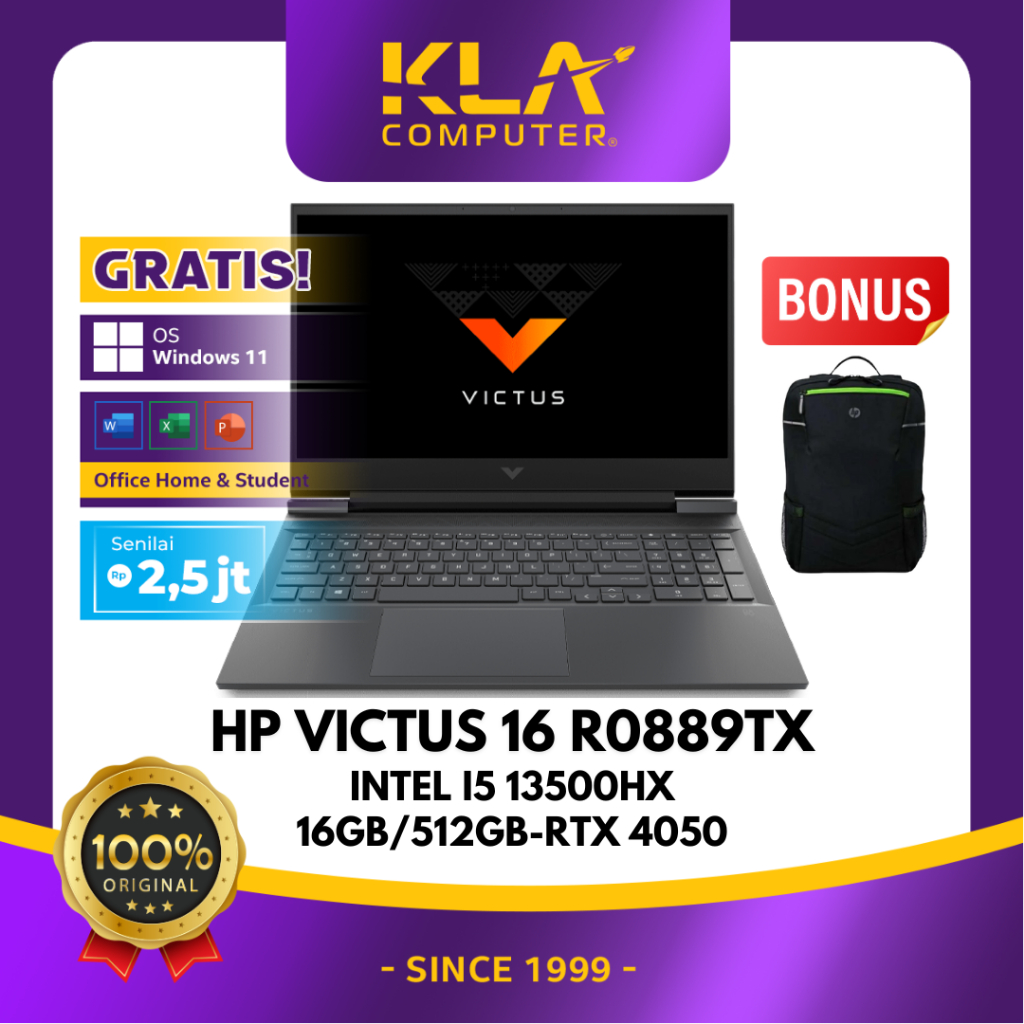 Jual HP Victus 16 R0889TX Intel i5 13500HX 16GB SSD 512GB RTX4050 ...