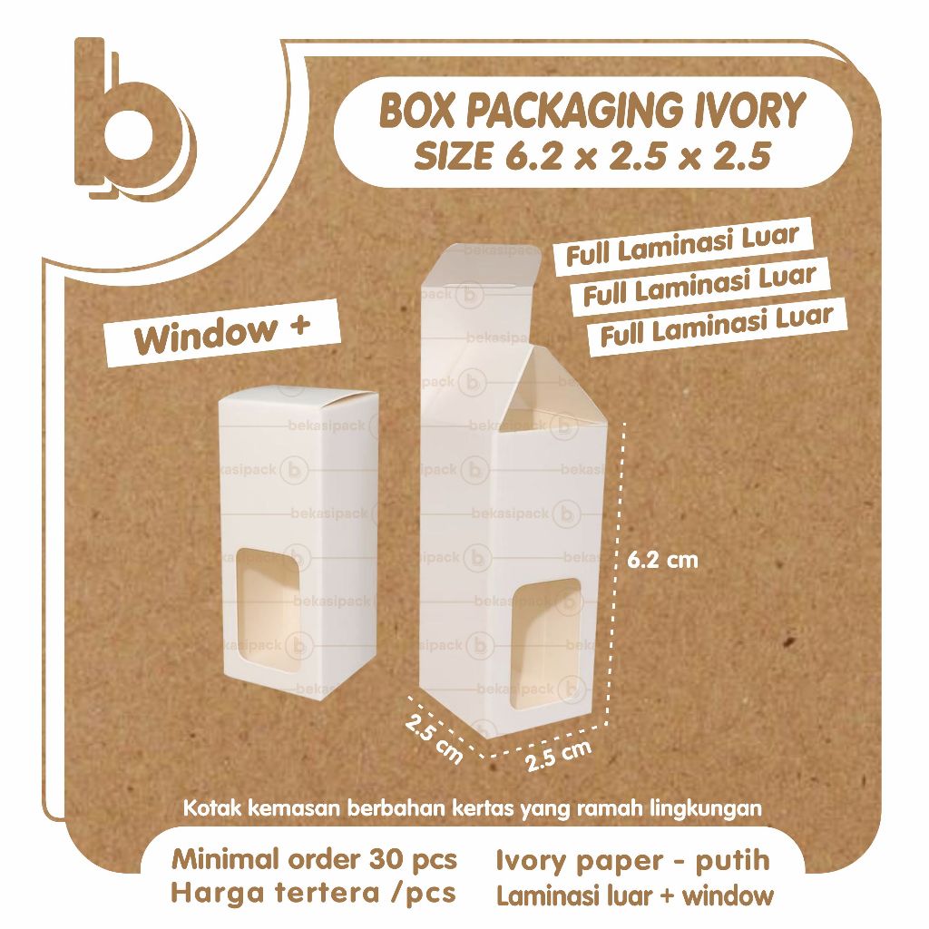 Jual Box Packaging Window Ivory Laminasi 6.2x2.5x2.5 I BPWIL00497 ...