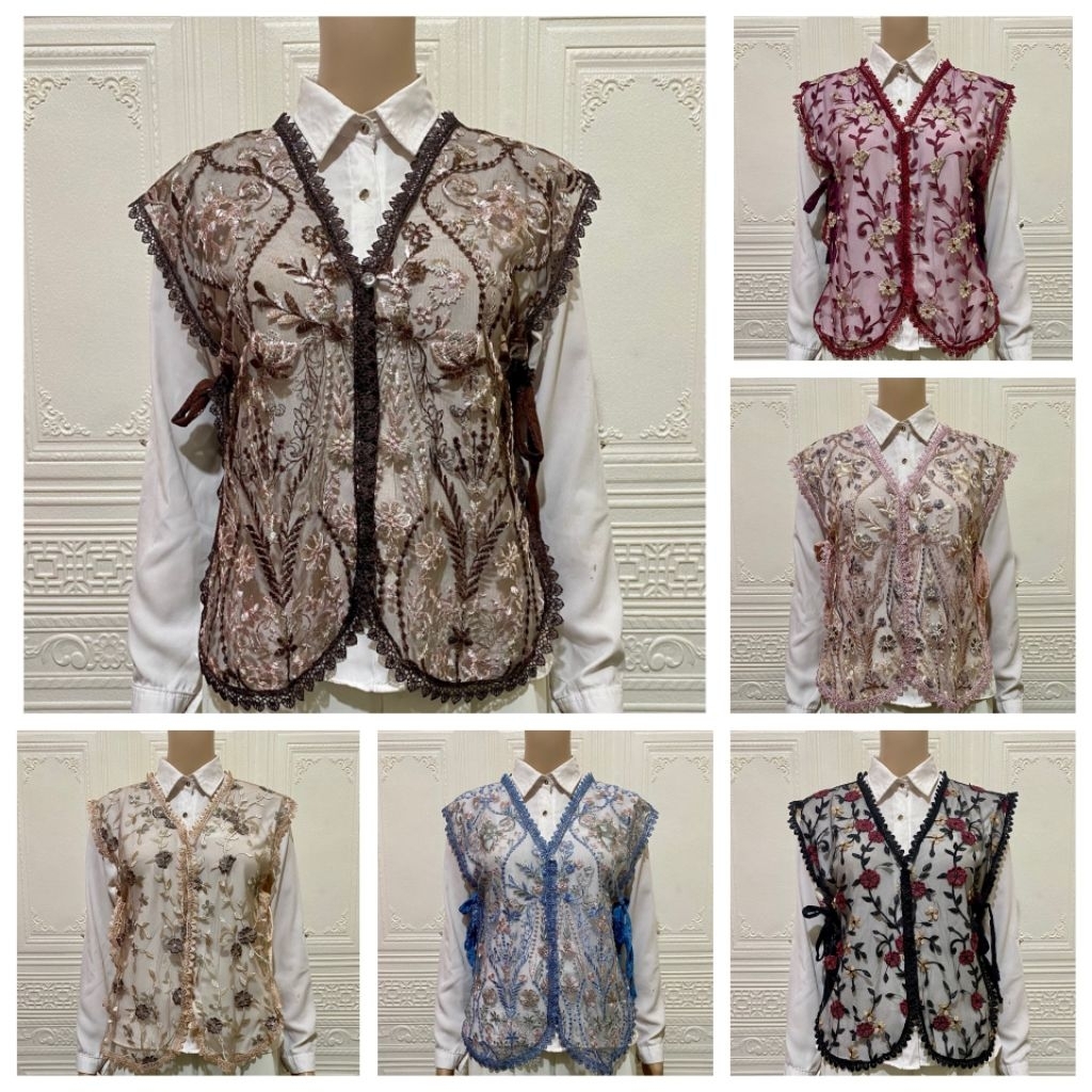 Jual Vest tille garden model kancing depan / outer tille gardenia ...