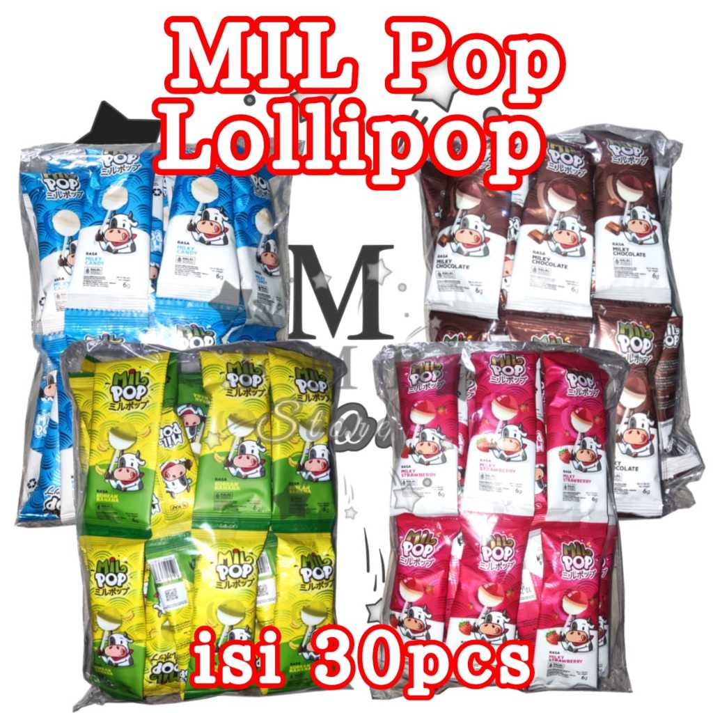 Jual Permen Mil Pop Lollipop 1 pack isi 30 Pcs All Variant | Shopee ...