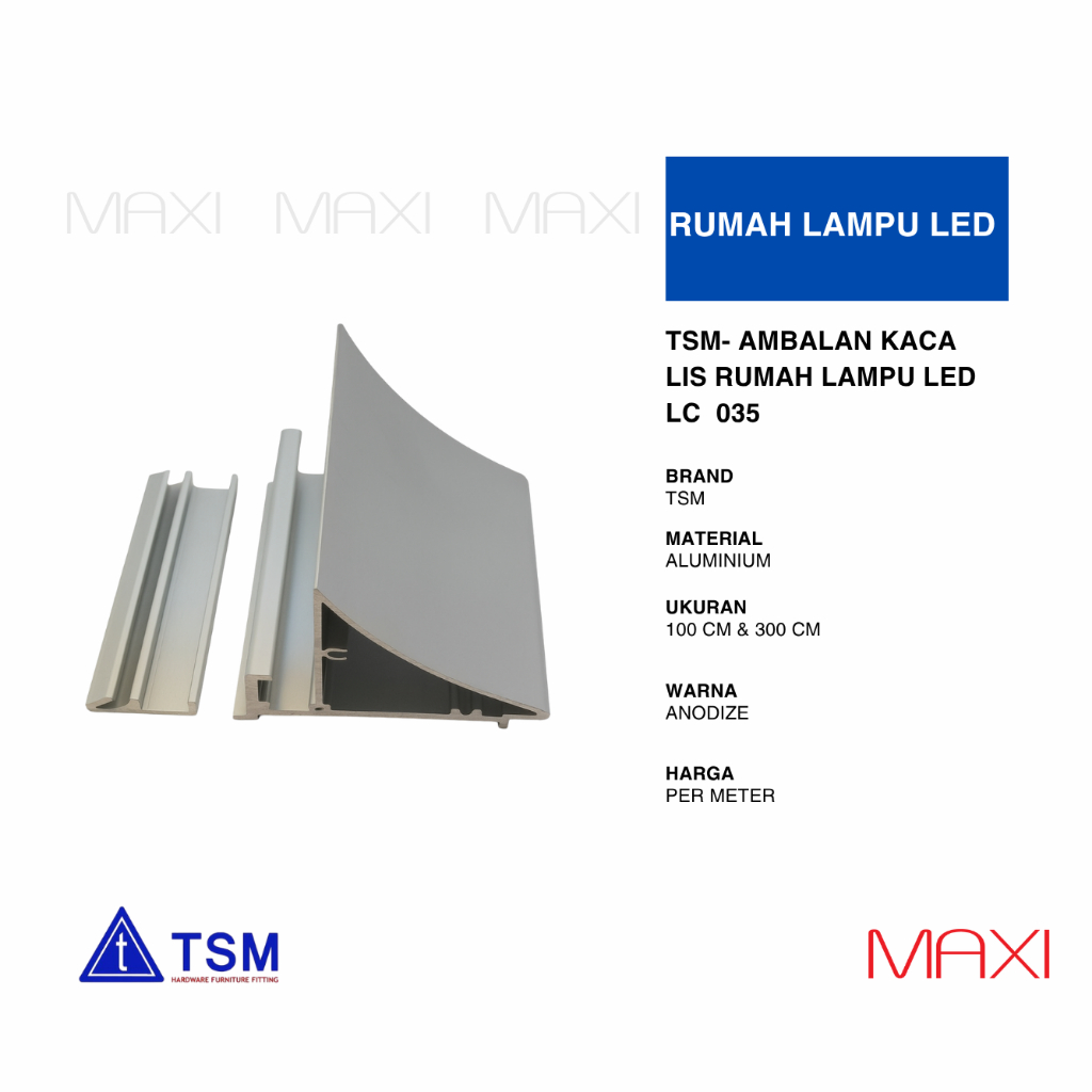 Jual TSM - LC 035 Rumah Lampu LED / Ambalan Kaca List Lampu LED 8 mm ...