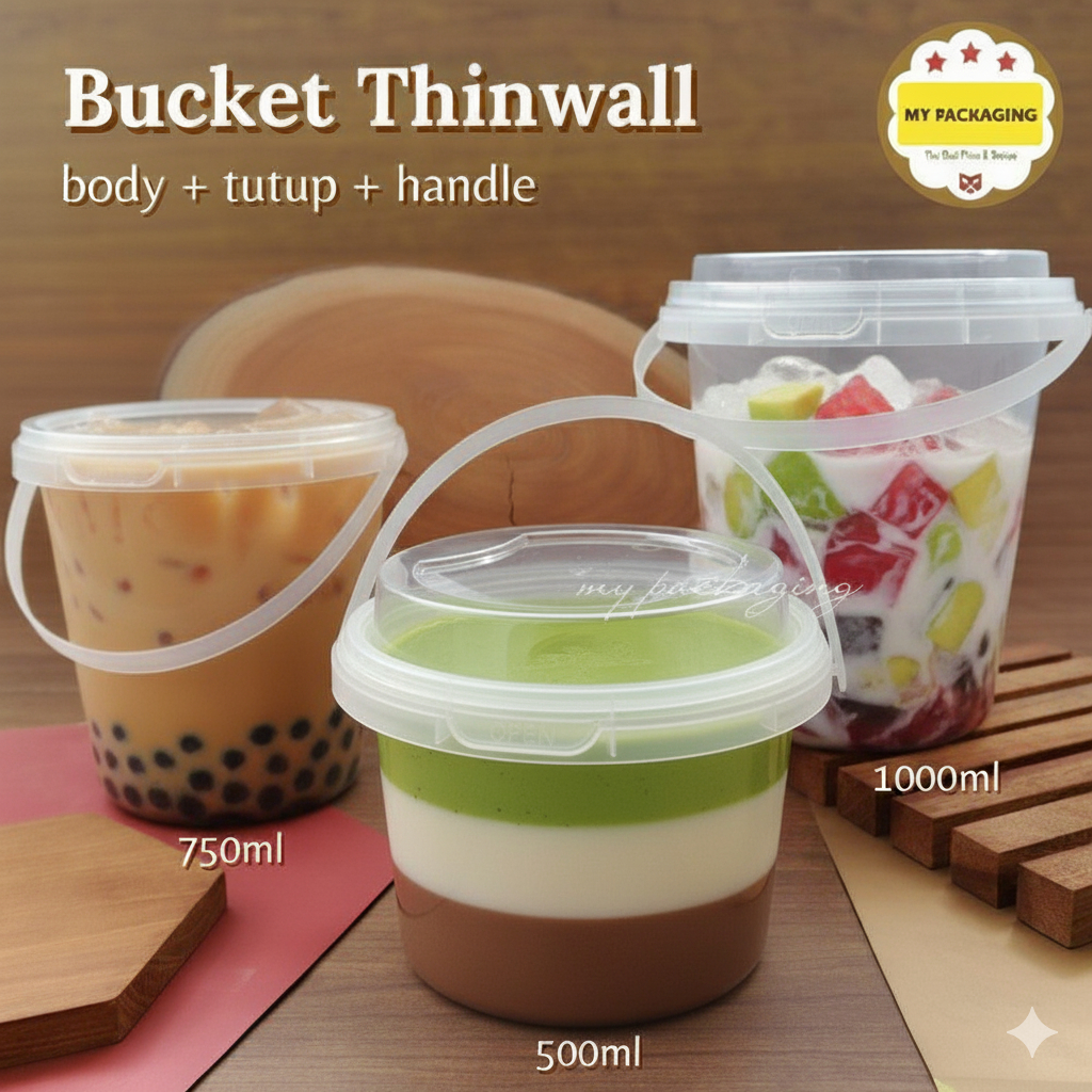 Jual Cup Gelas Ember Fruit Bucket Thinwall 500ml 750ml 1000ml TIANLALA ...