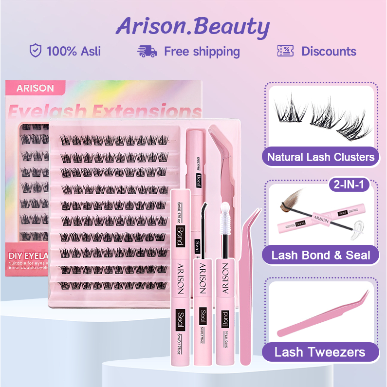 Jual ARISON Premium Cluster Lash Set 3D Fluffy & Wispy Look Waterproof ...