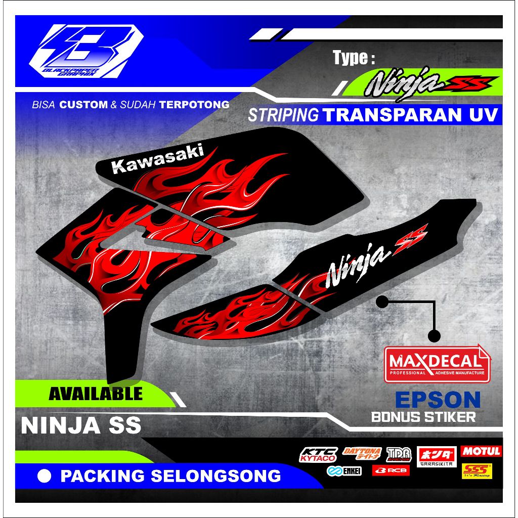 Jual Striping Transparan UV Kawasaki NINJA SS Bahan Maxdecal (kips 07 ...
