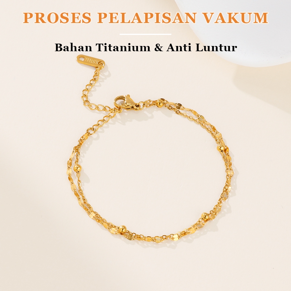 Jual Gelang Anti Karat titanium manik manik dua lapis sederhana untuk ...