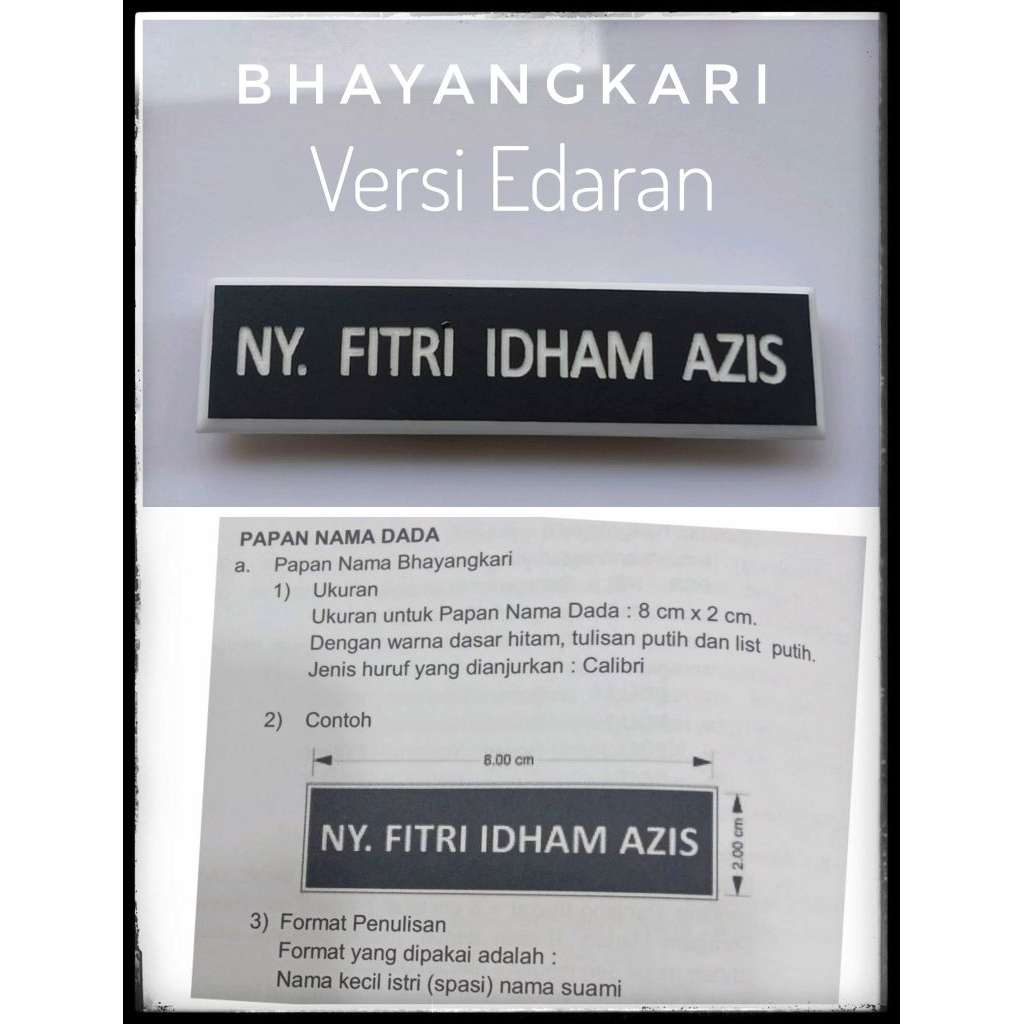 Jual BHAYANGKARI, PERSIT RESMI, PAPAN NAMA DADA / NAME TAG ATRIBUT ...