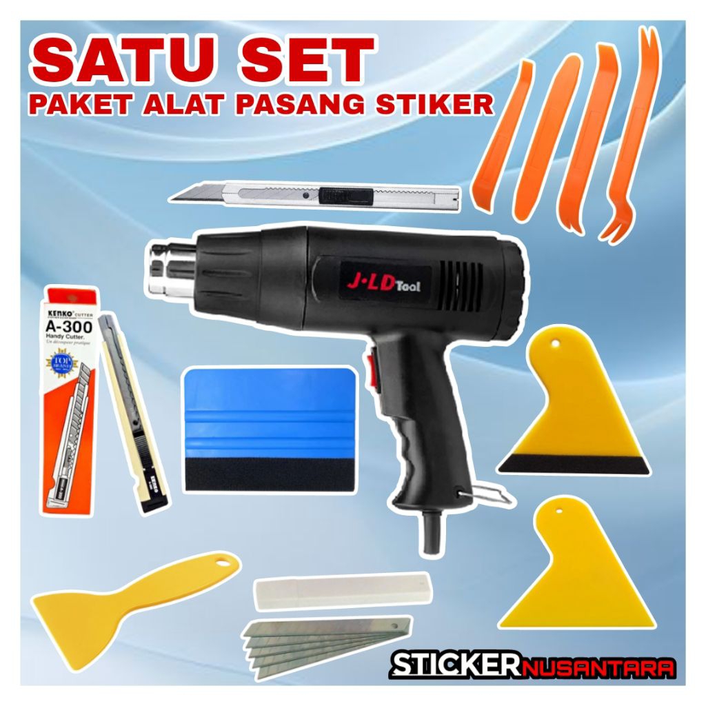 Jual Paket Alat Pasang Stiker Kacafilm Skotlet Motor Hot Gun Pemanas ...