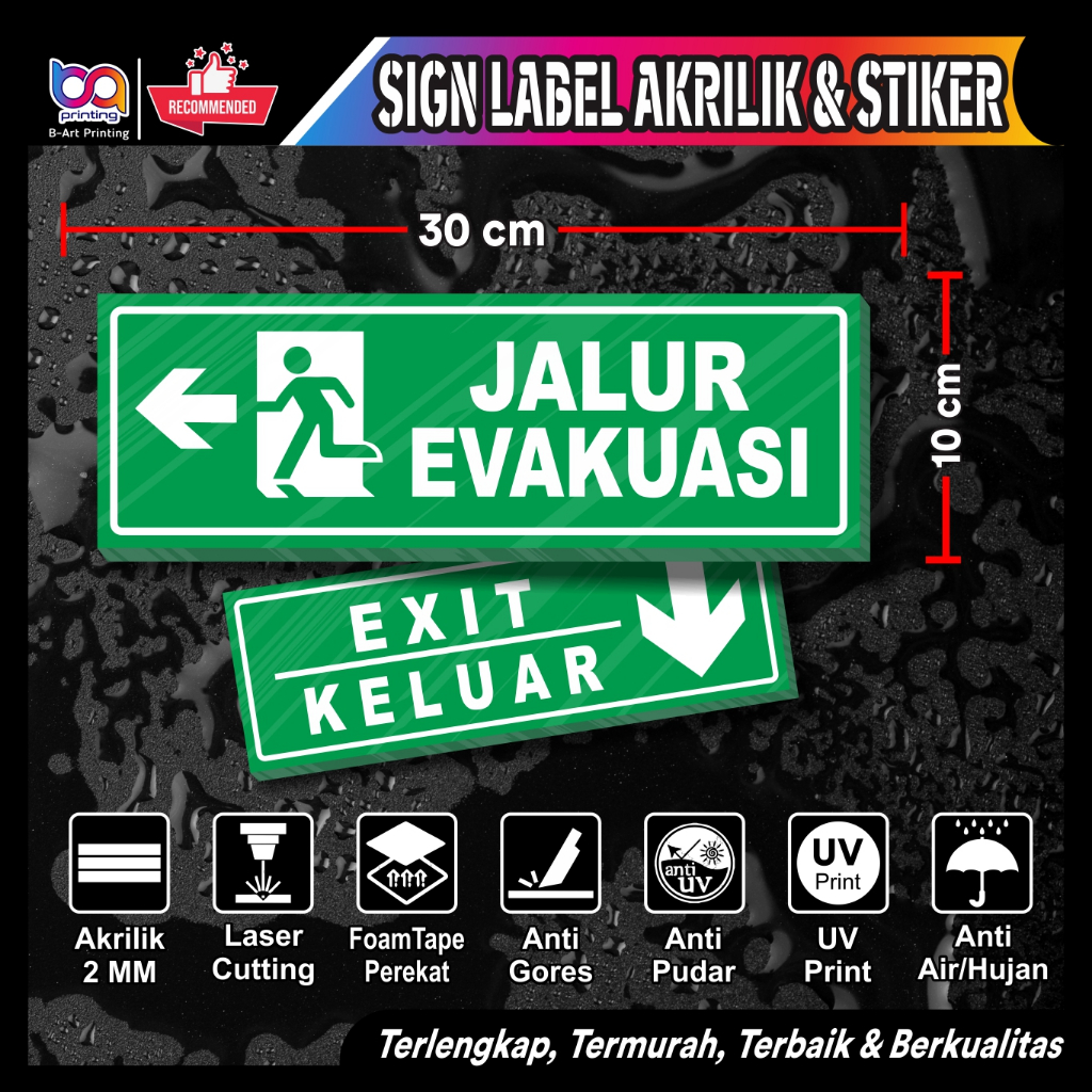 Jual Jalur Evakuasi, Emergency Exit Atau Pintu Darurat (Akrilik ...