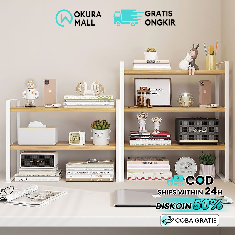 Jual Meja Belajar Monitor Stand Desk Organizer Stand Monitor Kayu Rak ...