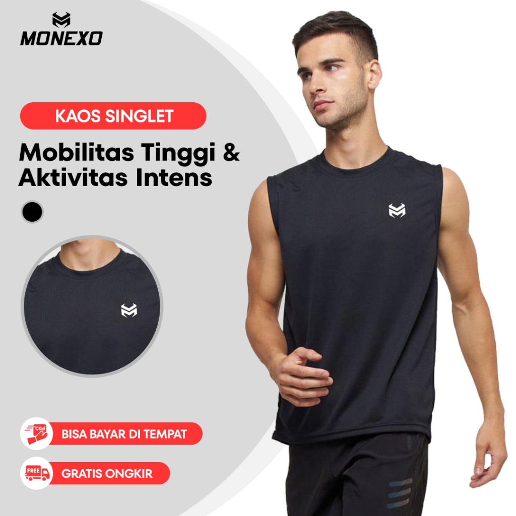 Jual Monexo - Cod Singlet Kaos Dalam Pria Singlet Sablon Monexo Hitam ...