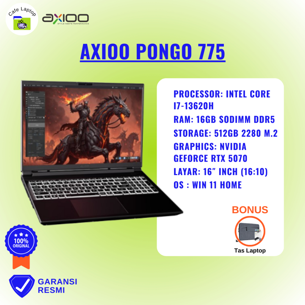 Jual LAPTOP GAMING AXIOO PONGO 775 I7 13620H 16GB 512GB RTX5070 16 ...