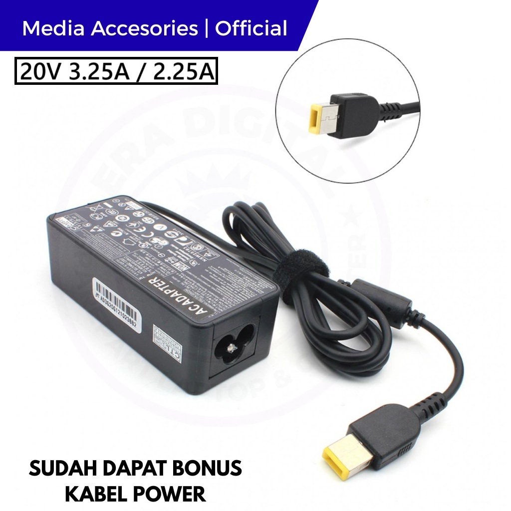 Jual Charger Adaptor Thinkpad 20v 3.25a [ X270 X260 X250 X240 DLL ] USB ...