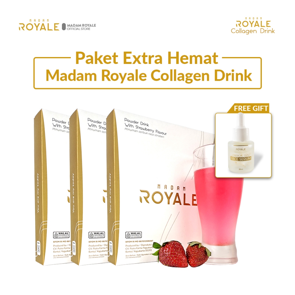 Jual 3 Box Madam Royale Collagen Drink Gratis Serum Wajah | Collagen ...