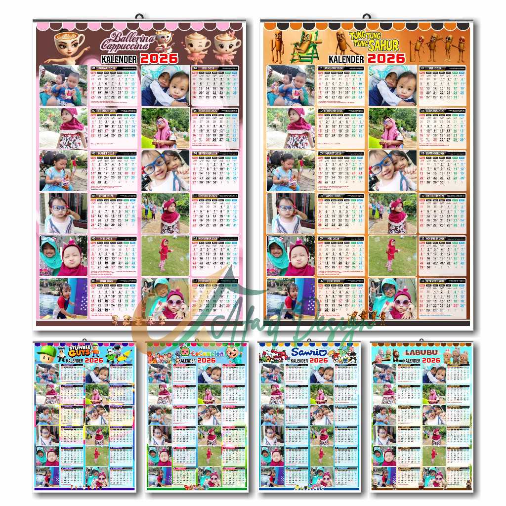 Jual Kalender Karakter Animasi Anak 2026 TANPA MINIMAL ORDER 12 Foto ...