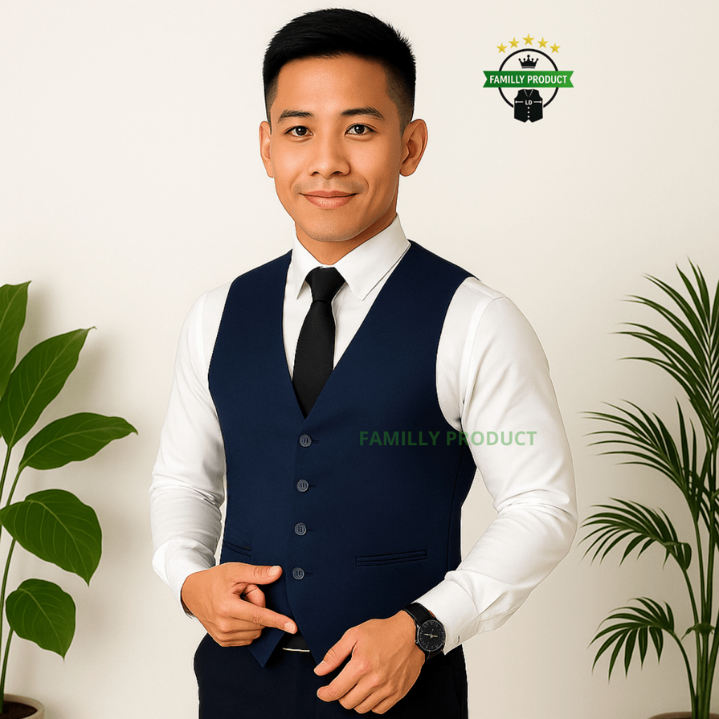 Jual Rompi Slim Fit Pria Formal Navy 4 Kancing | Vest Dalaman Jas ...