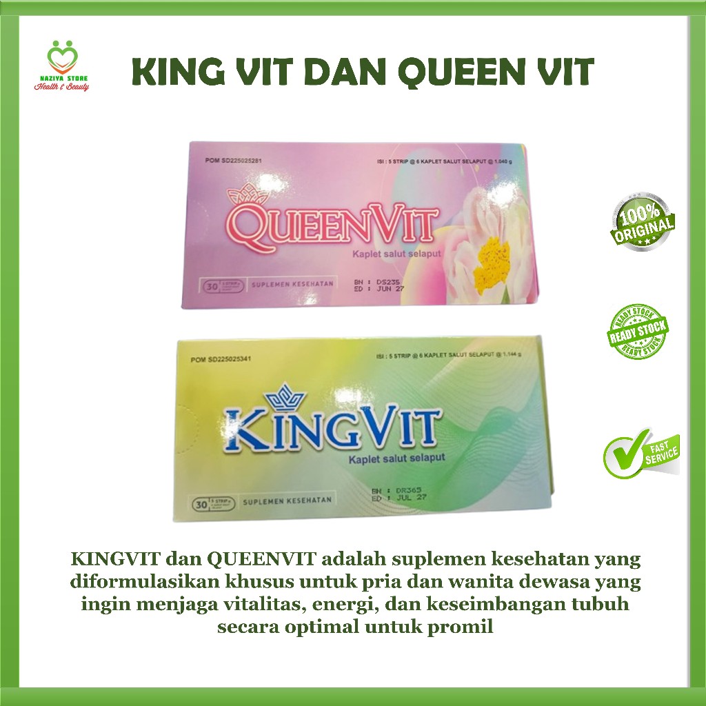 Jual KINGVIT QUEENVIT Suplemen promil Vitamin Penyubur Kandungan isi 30 ...