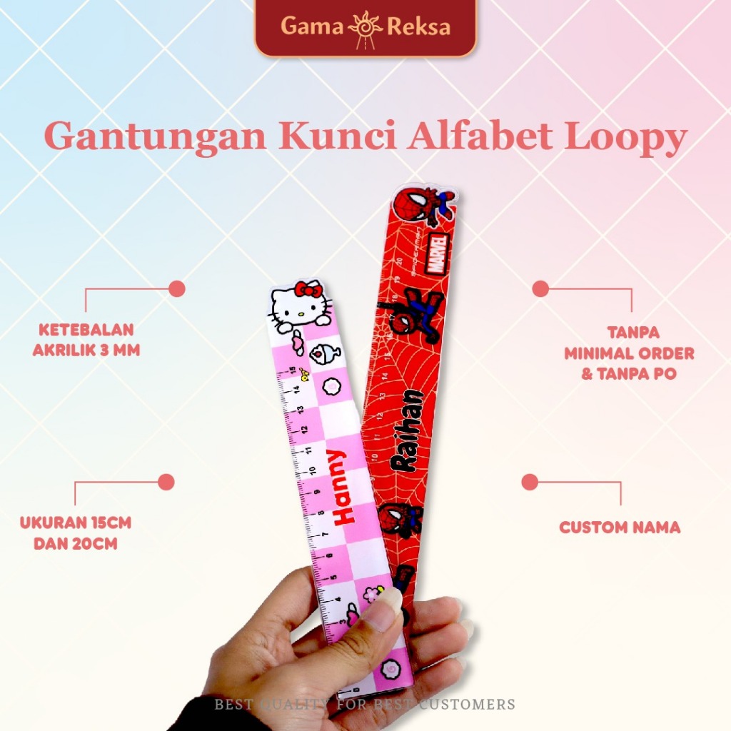 Jual Custom Penggaris Akrilik Nama Cetak UV Print / Penggaris Akrilik ...