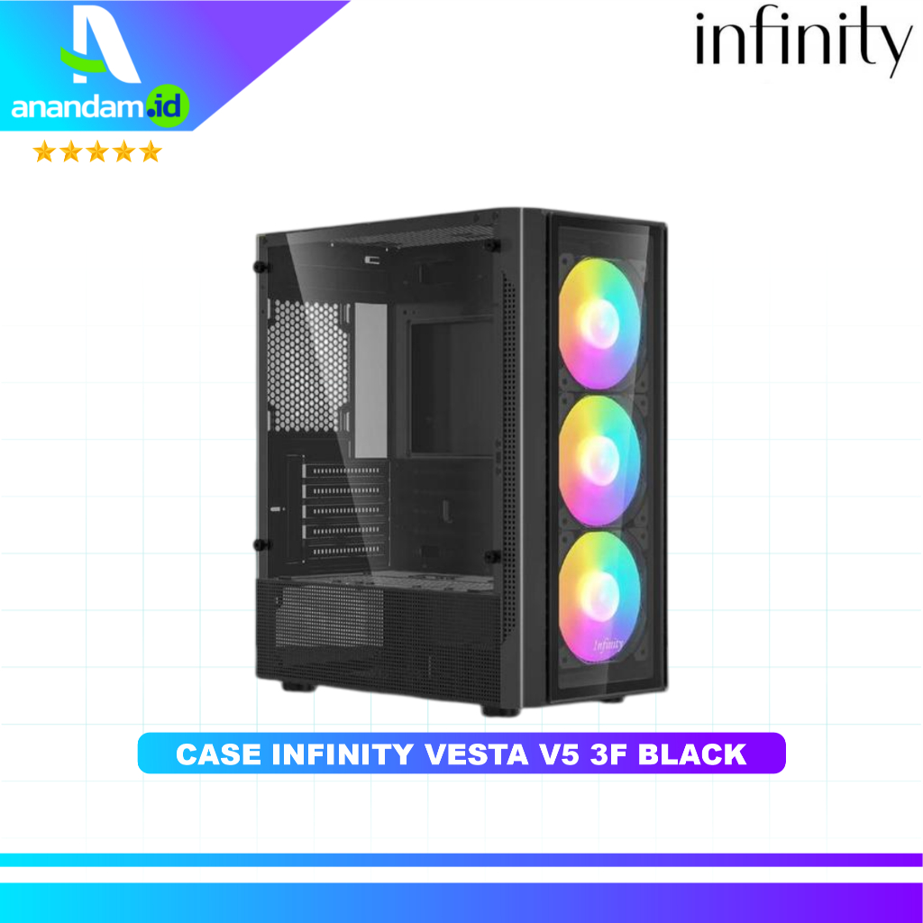 Jual Infinity Vesta V5 Black Free 3 Fan RGB - Casing PC M ATX - CPU PC Case Gaming | Shopee ...