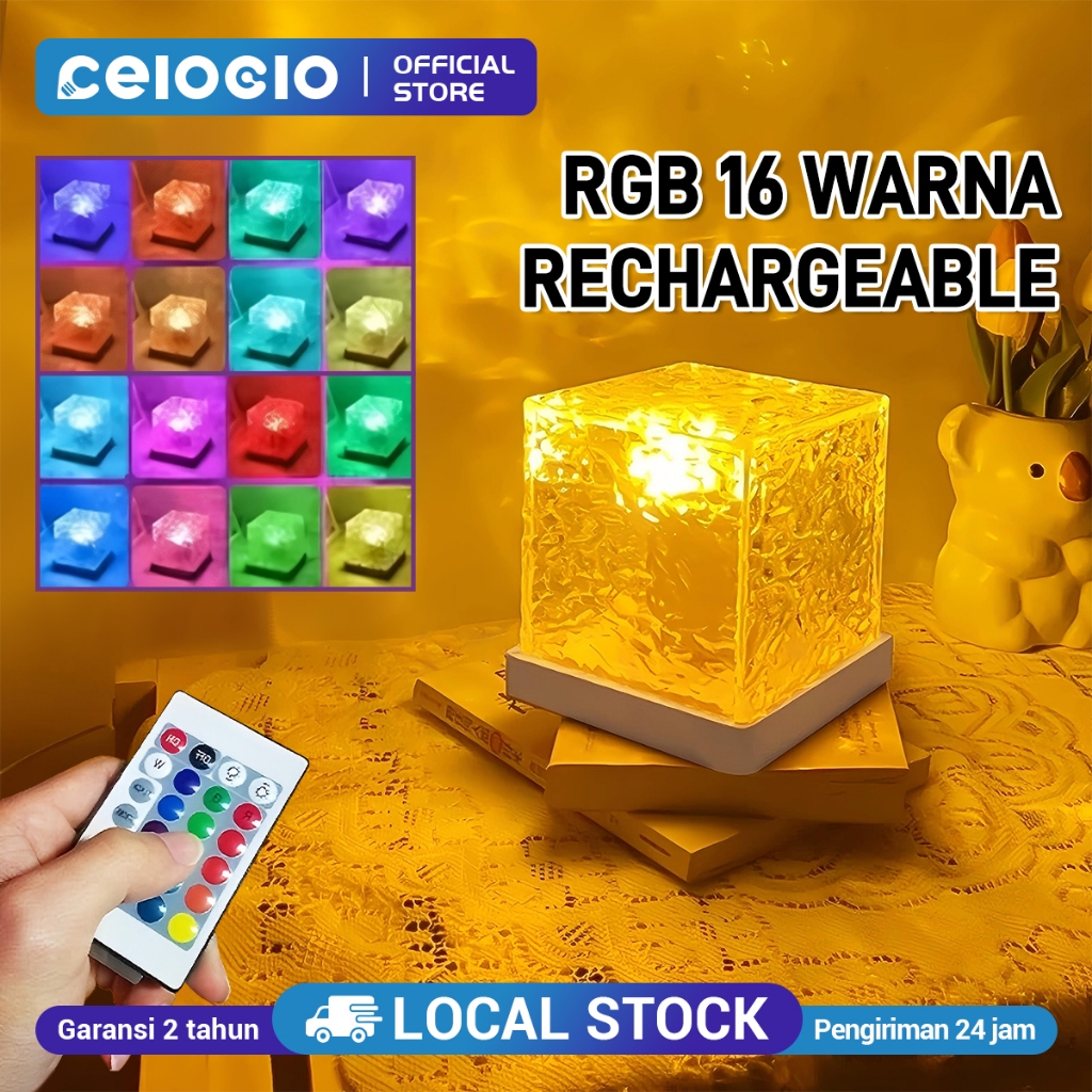 Jual CELOGLO Lampu Proyektor Aurora Lampu Crystal Meja 16 Warna Lampu ...