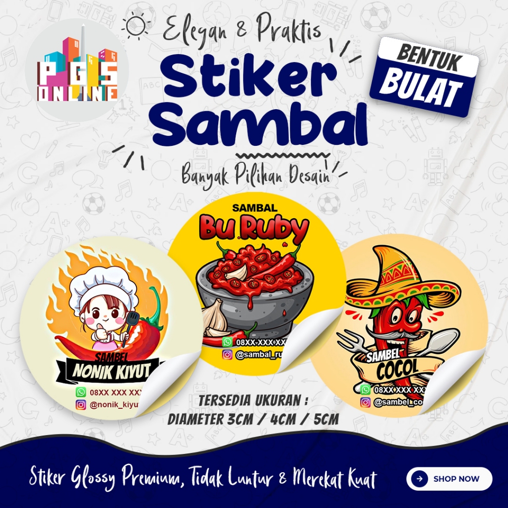 Jual [100 PCS] 08A - STIKER SAMBAL | Sticker Label Logo Kemasan Packing ...