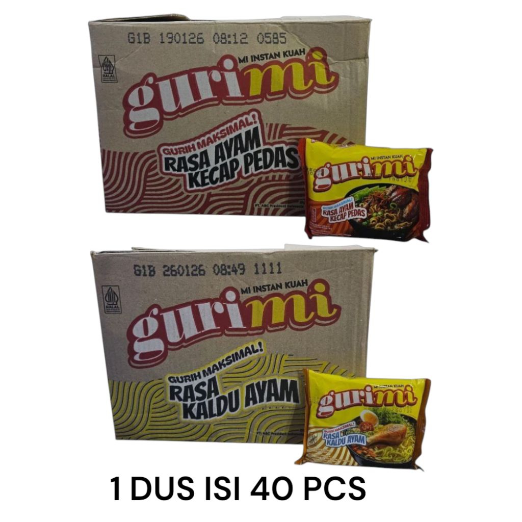 Jual ( 1 DUS ) Gurimi Mie Instan Kaldu Ayam | Ayam Kecap Pedas 60gr x ...