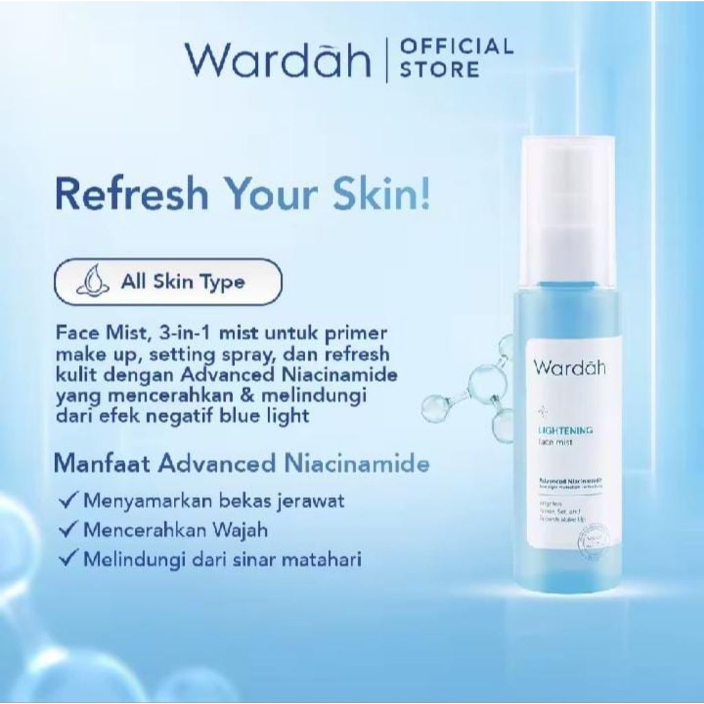 Jual Wardah Lightening Face Mist Setting Spray dan Primer make up 60 ml ...