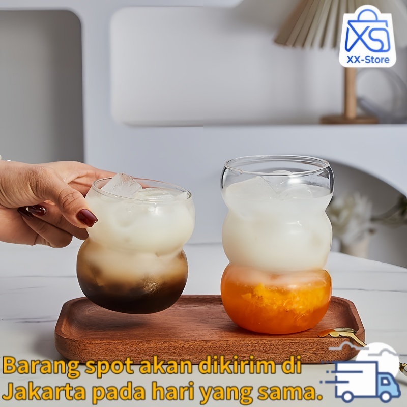 Jual Gelas Kaca Gelas Matcha Gelas Kopi Gelas Tumbler Lucu Plus Sedotan ...