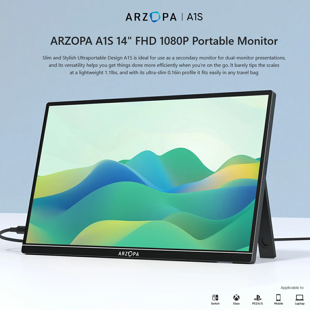 Jual Arzopa Gamut Slim A1S 14" FHD Portable Monitor 60Hz - PC Laptop ...