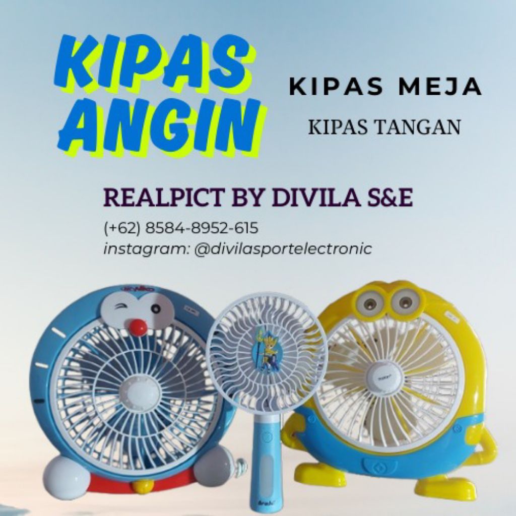 Jual Kipas Angin Karakter Doraemon & Minion, Kipas Tangan Arashi, Kipas ...