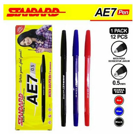 Jual Pena / Pulpen Merk Standard AE 7 / Ball Point Standart AE7 Varian ...