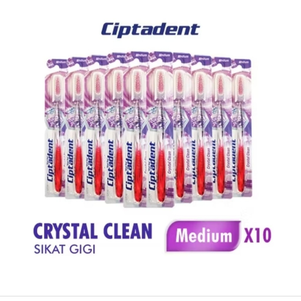 Jual Sikat gigi ciptadent crystal clean medium paket isi 10 | Shopee ...