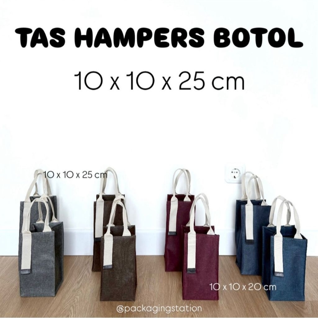 Jual TAS HAMPERS BOTOL CANVAS 10x10x25 / TAS SOUVENIR ULANG TAHUN / TAS ...