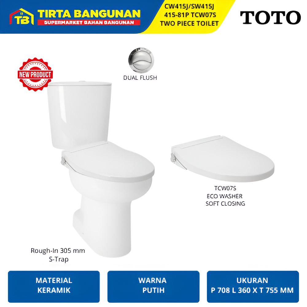 Jual TOTO CW415J SW415JP 415-81 TCW07S CLOSET / KLOSET / TOILET DUDUK ...
