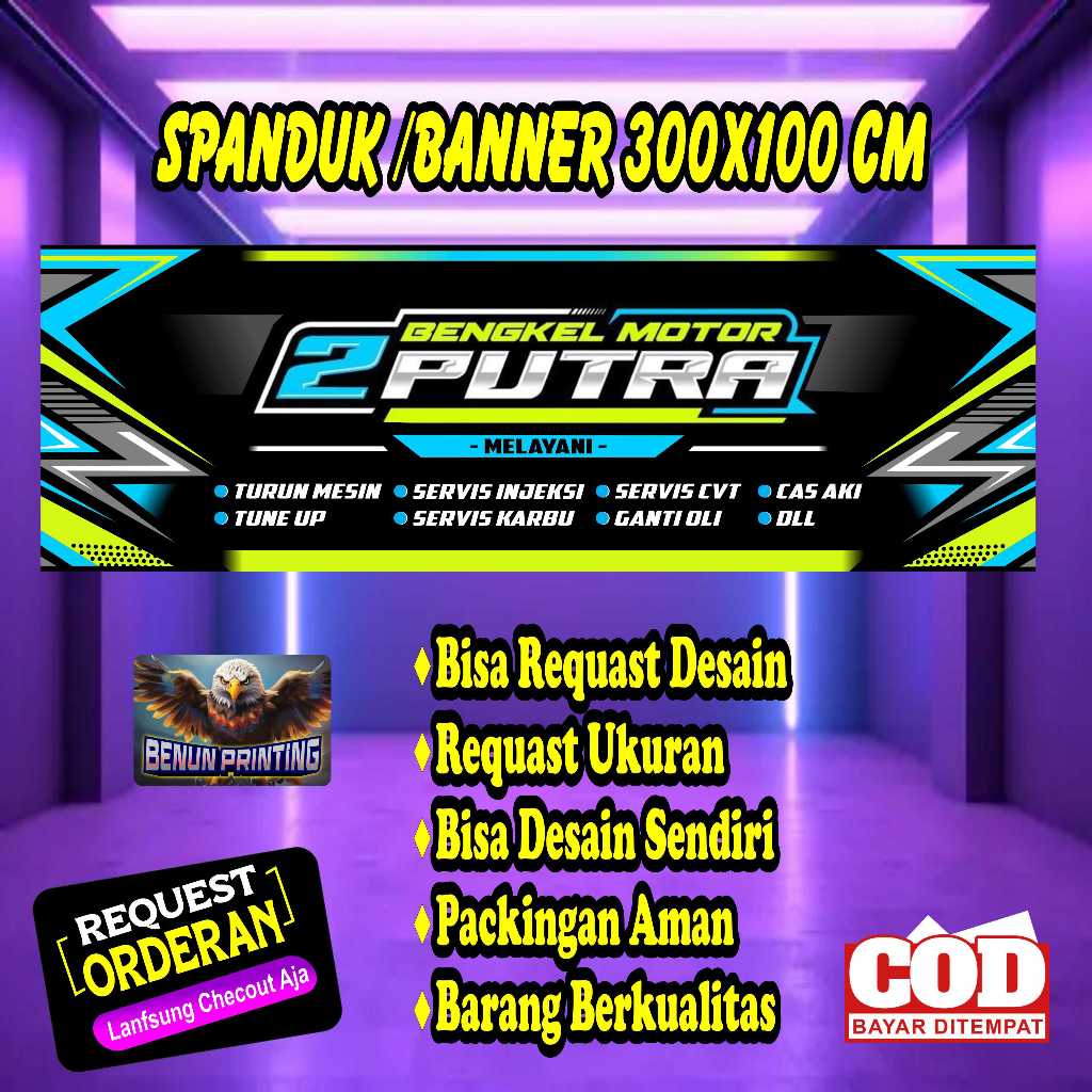 Jual Spanduk Banner Bengkel Dan Plang Custom Free Desain & Ukuran ...