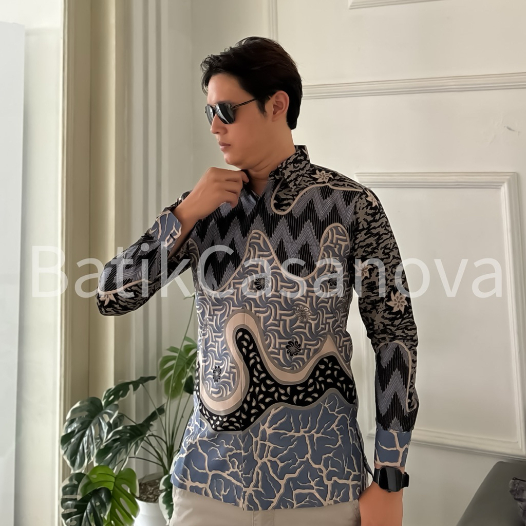 Jual Batik Casanova Kemeja Batik Kantor Keren Motif Kawung Samudra ...