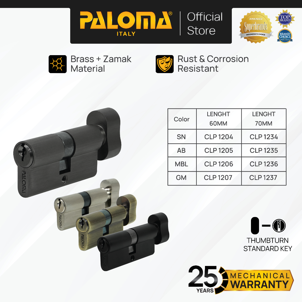 Jual PALOMA Cylinder Kunci Pintu Silinder Knob Anak Kunci Lite KC-SK ...