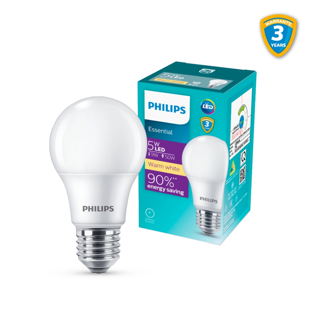 Jual Philips LED Bulb Essential Bohlam 5W 30K Kuning | Shopee Indonesia