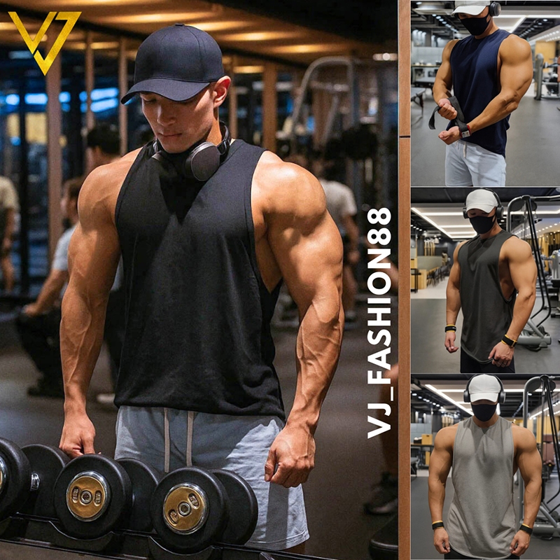 Jual LOW CUT PRIA - Singlet Gym Fitness Sport Tank Top Baju Sleeveless ...