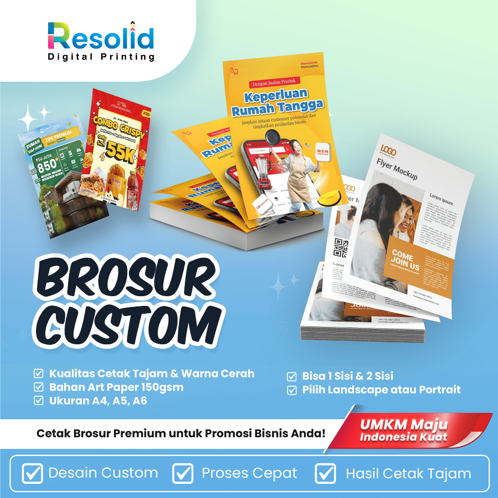 Jual Cetak Brosur Custom A4 A5 500 Lembar | Jasa Printing Brosur ...