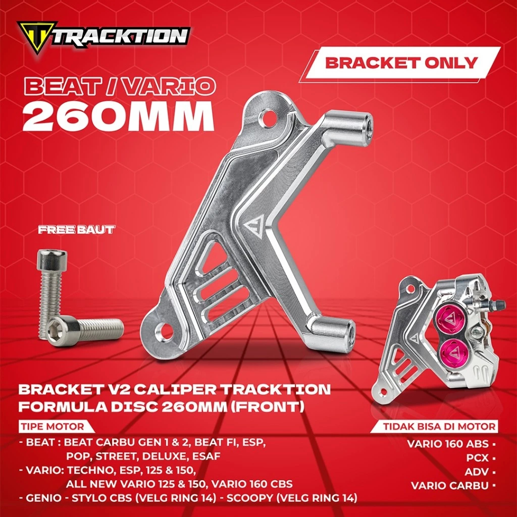 Jual BRACKET CALIPER TRACKTION 4P FORMULA FOR VARIO / BEAT DISC 260 MM ...