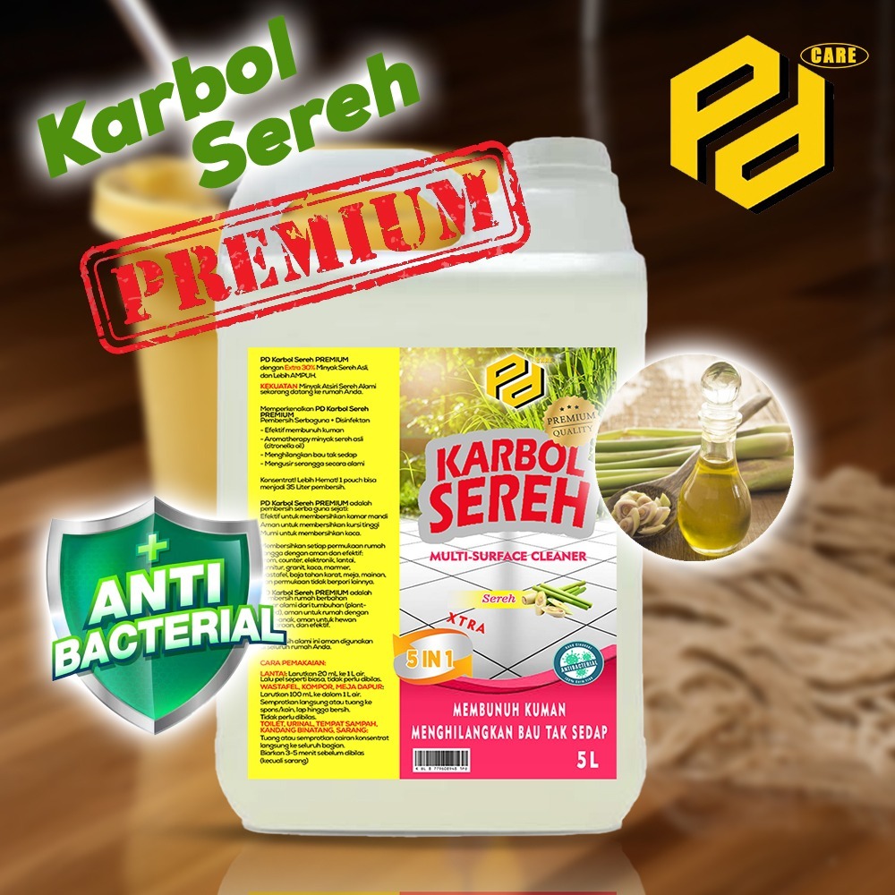 Jual Karbol Sereh 5 Liter 5000 ML Pembersih Lantai Karbol Lantai Sereh ...