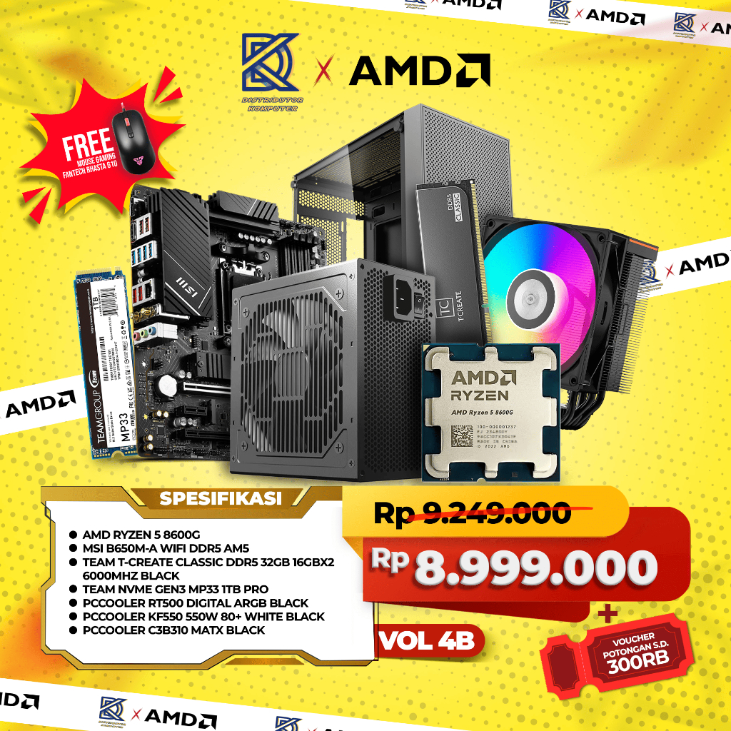Jual PC SET DK X AMD VOL 4B - PC RAKITAN AMD RYZEN 5 8600G | B650M ...