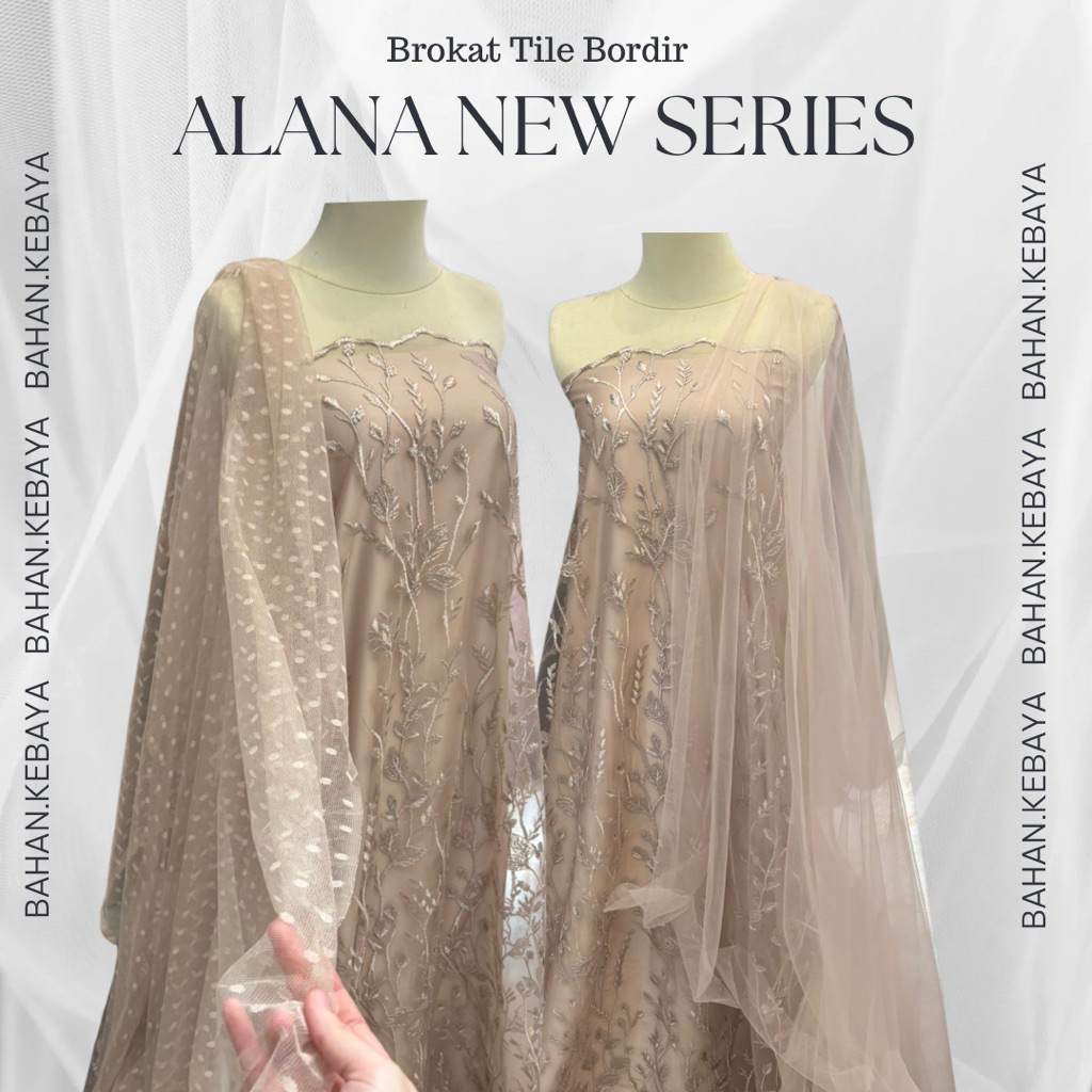 Jual Kain Brokat Brukat Tile Tulle Bordir Alana New Series Warna Nude ...