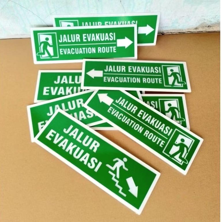 Jual Sign Akrilik Tanda Arah Jalur Evakuasi Kantor Gedung Gudang Pabrik ...
