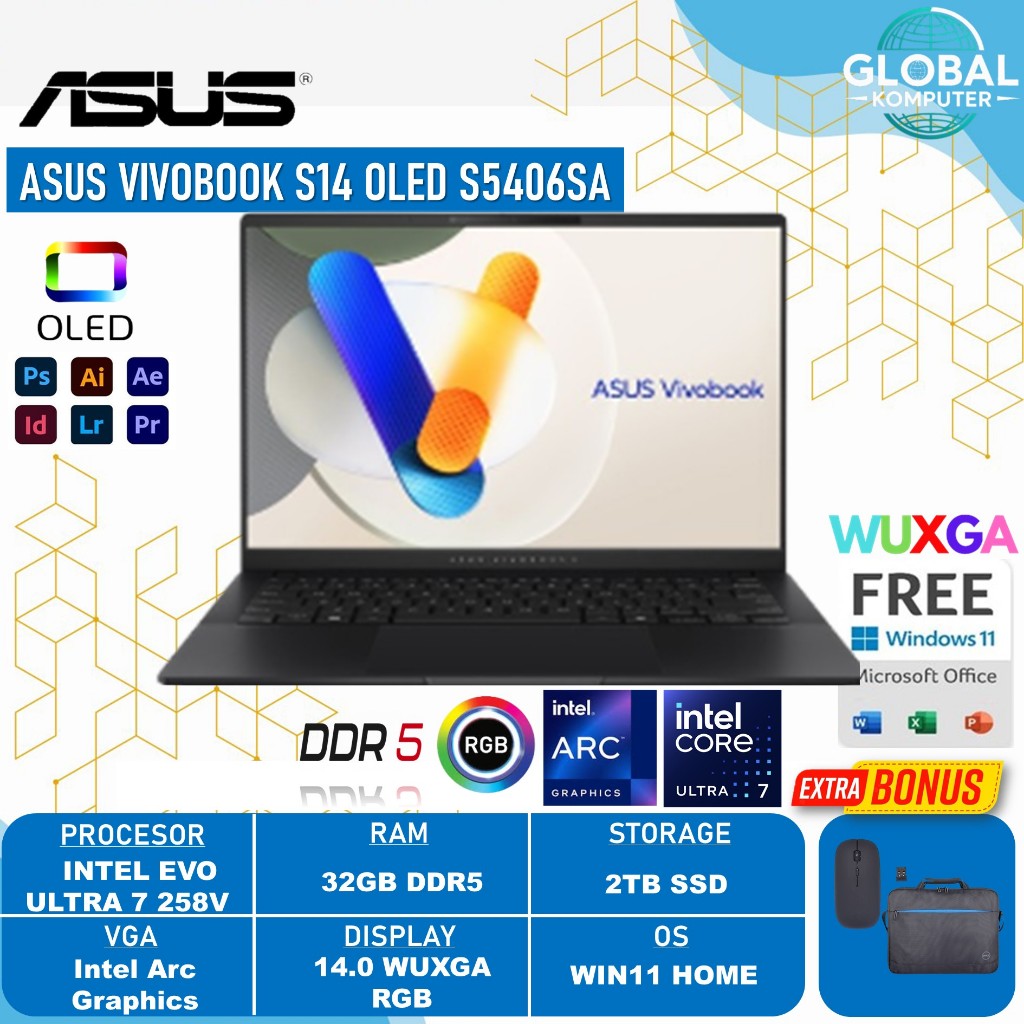 Jual Laptop Asus Vivobook S14 S5406SA Intel Evo Core Ultra 7 258V 32GB ...