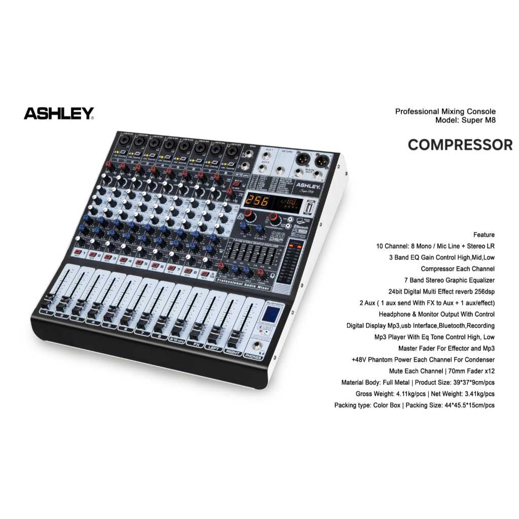 Jual Mixer Ashley Super M8 + Compressor | 256 DSP 10 Channel Bluetooth ...